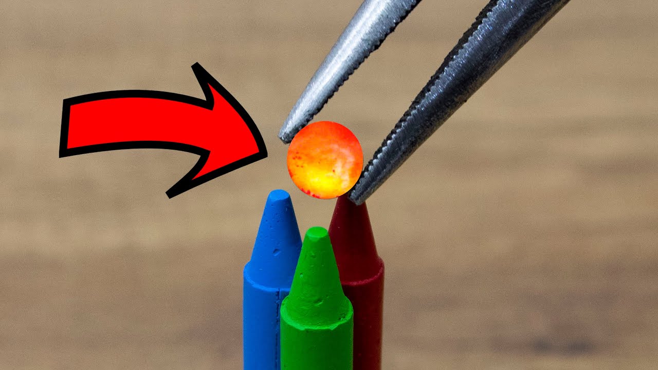 EXPERIMENT Glowing 1000 Degree METAL BALL vs Crayons