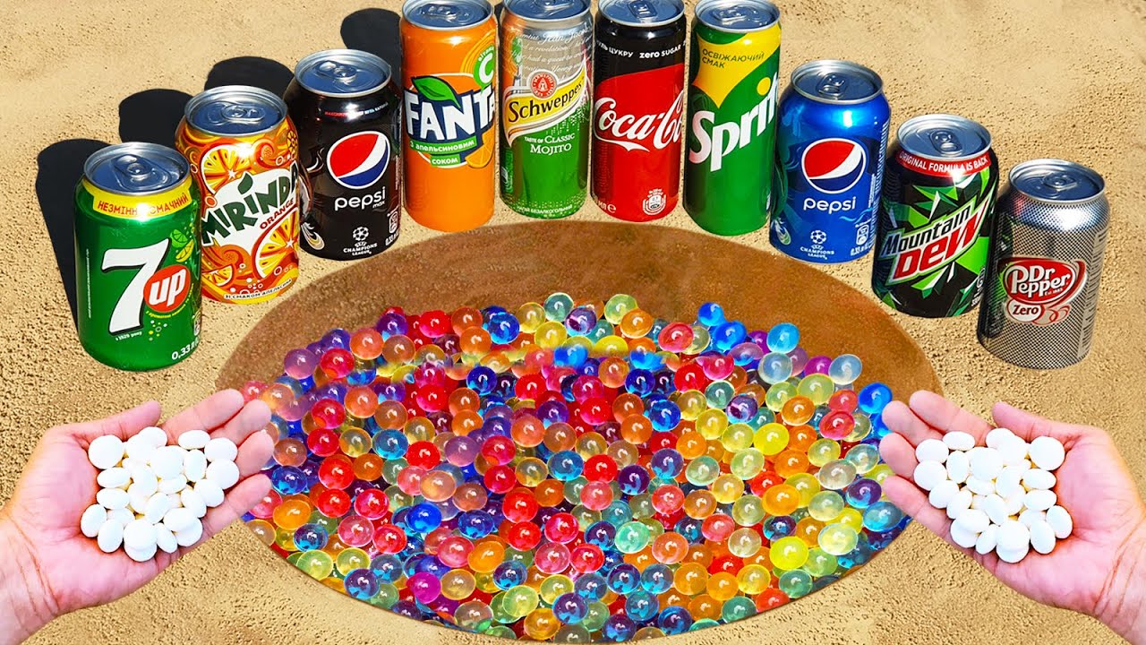 Experiment ! Coca Cola, Mtn Dew, Fanta, Mirinda, Sprite, Pepsi vs Orbeeze vs Mentos Underground