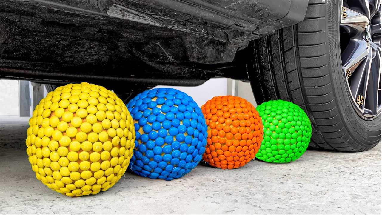 Experiment Car vs Rainbow Skittles VS Watermelon | Crushing Crunchy ...