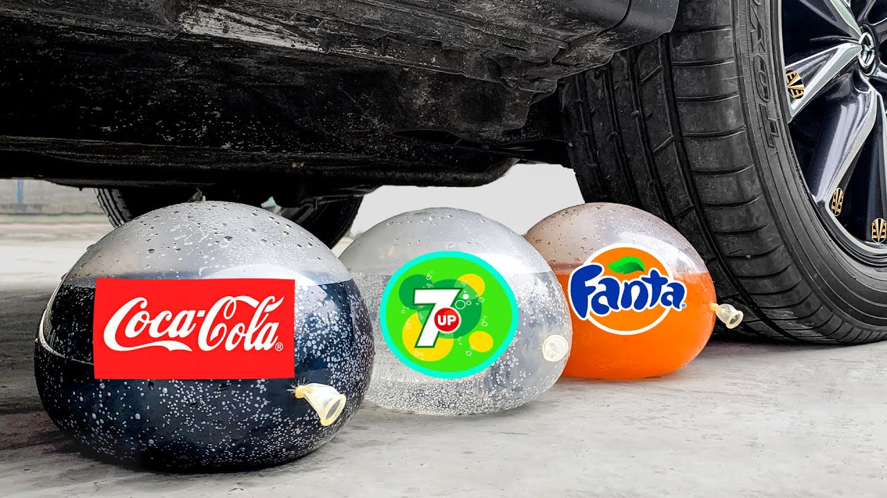 Experiment Car vs Coca Cola vs 7up vs Fanta in Balloon | Crushing ...
