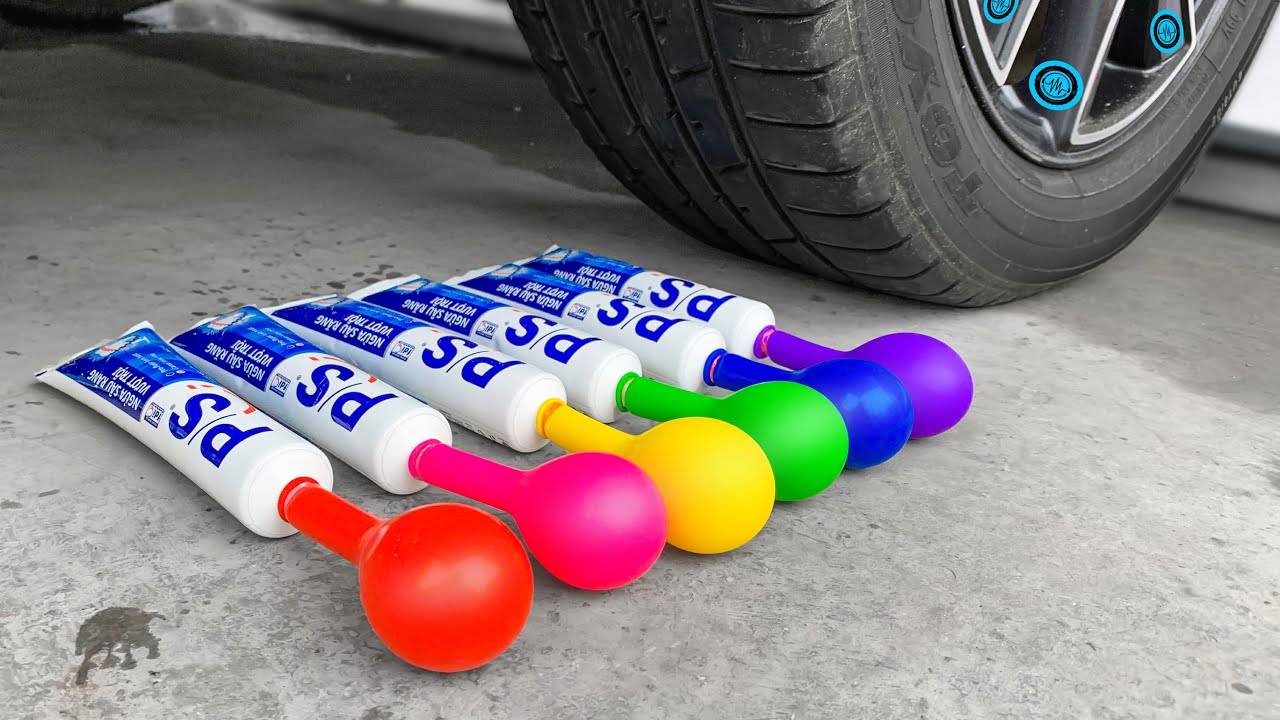 Experiment: Car vs Balloons and Toothpaste