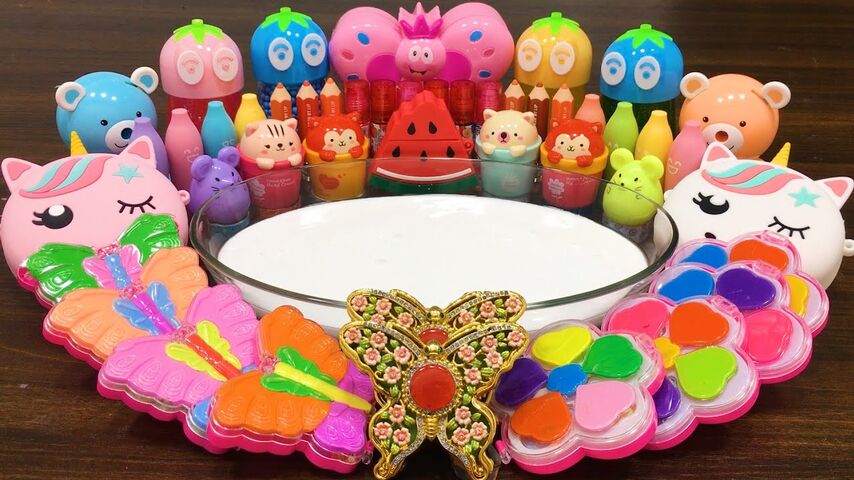 Mixing Makeup, Glitter and More into Glossy Slime ! Satisfying Slime ...