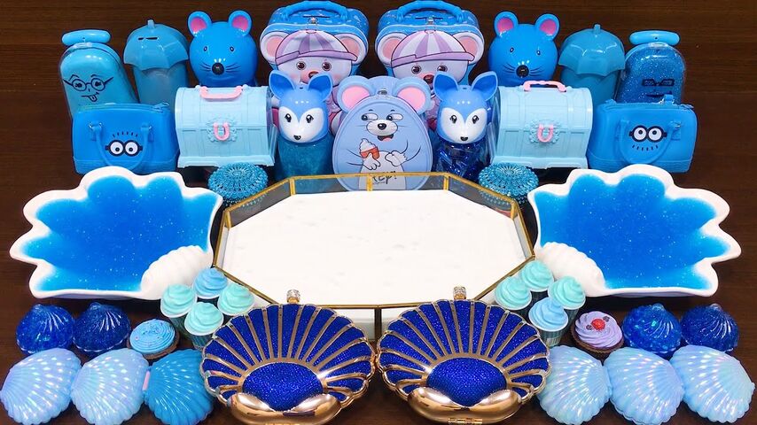 BLUE Slime | Mixing Random Things into GLOSSY Slime | Satisfying Slime ...