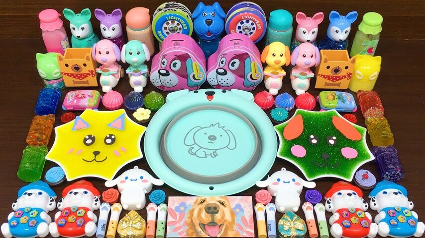 DOG Slime | Mixing Random Things into CLEAR Slime | Satisfying Slime ...