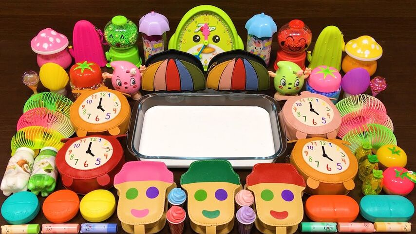 CLOCK Slime | Mixing Random Things into GLOSSY Slime | Satisfying Slime Videos #619