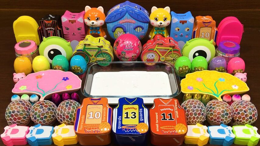 BASKETBALL Slime | Mixing Random Things into GLOSSY Slime | Satisfying ...