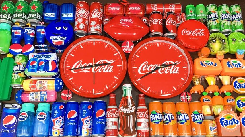 Series RED COCA COLA, ORANGE FANTA, BLUE PEPSI and GREEN HEINEKEN Slime ...