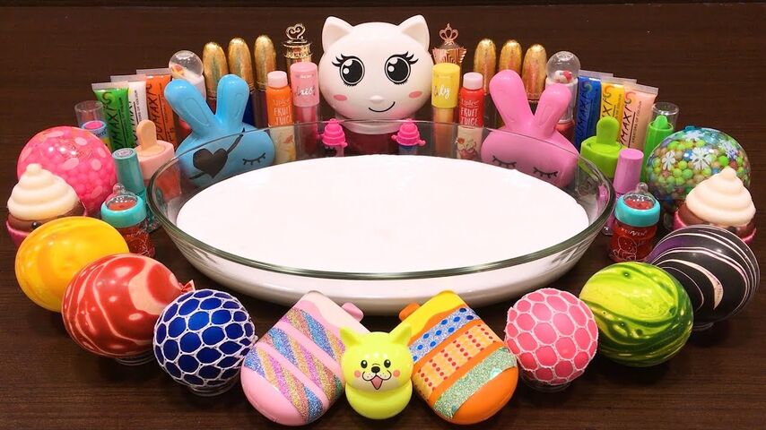 Mixing Random Things into FLUFFY Slime #4 !!! Slimesmoothie Satisfying ...