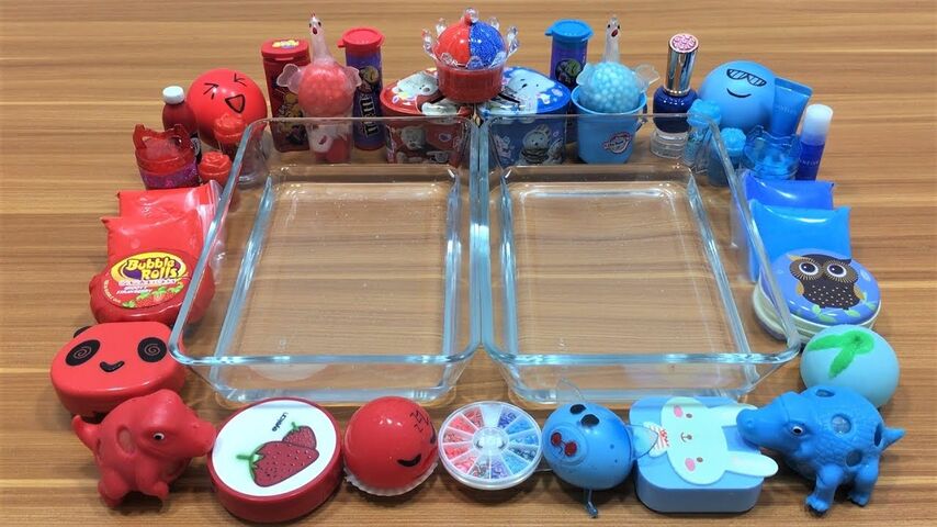 Mixing Random Things Into Clear Slime ! Red Vs Blue Special Series Part ...