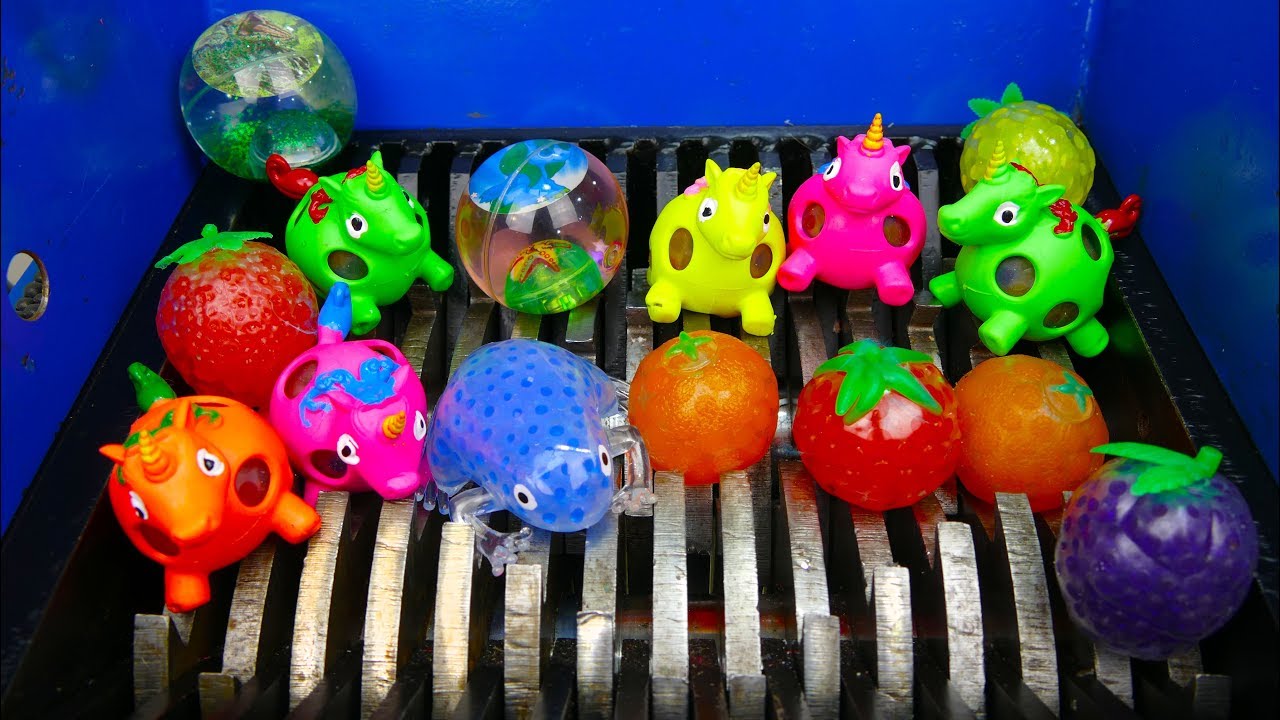 SHREDDING SQUISHY UNICORN, FROGS AND FRUITS (ORBEEZ FILLED TOYS)