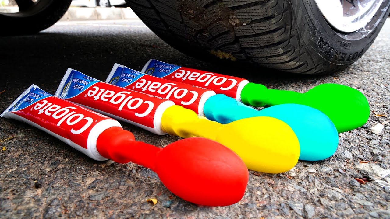 Crushing Crunchy & Soft Things by Car! - EXPERIMENT: TOOTHPASTE ...