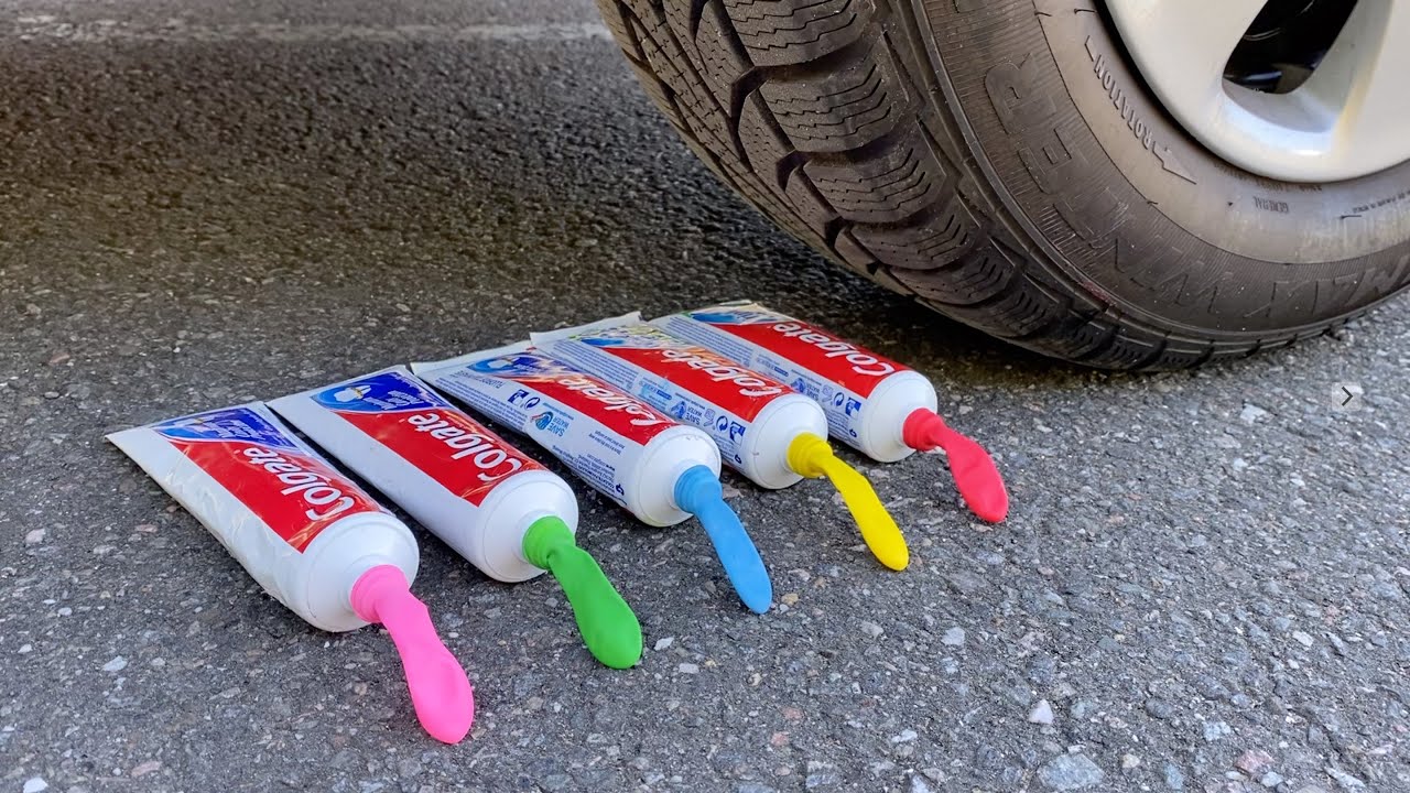 Crushing Crunchy & Soft Things by Car! EXPERIMENT: Car vs Toothpaste ...