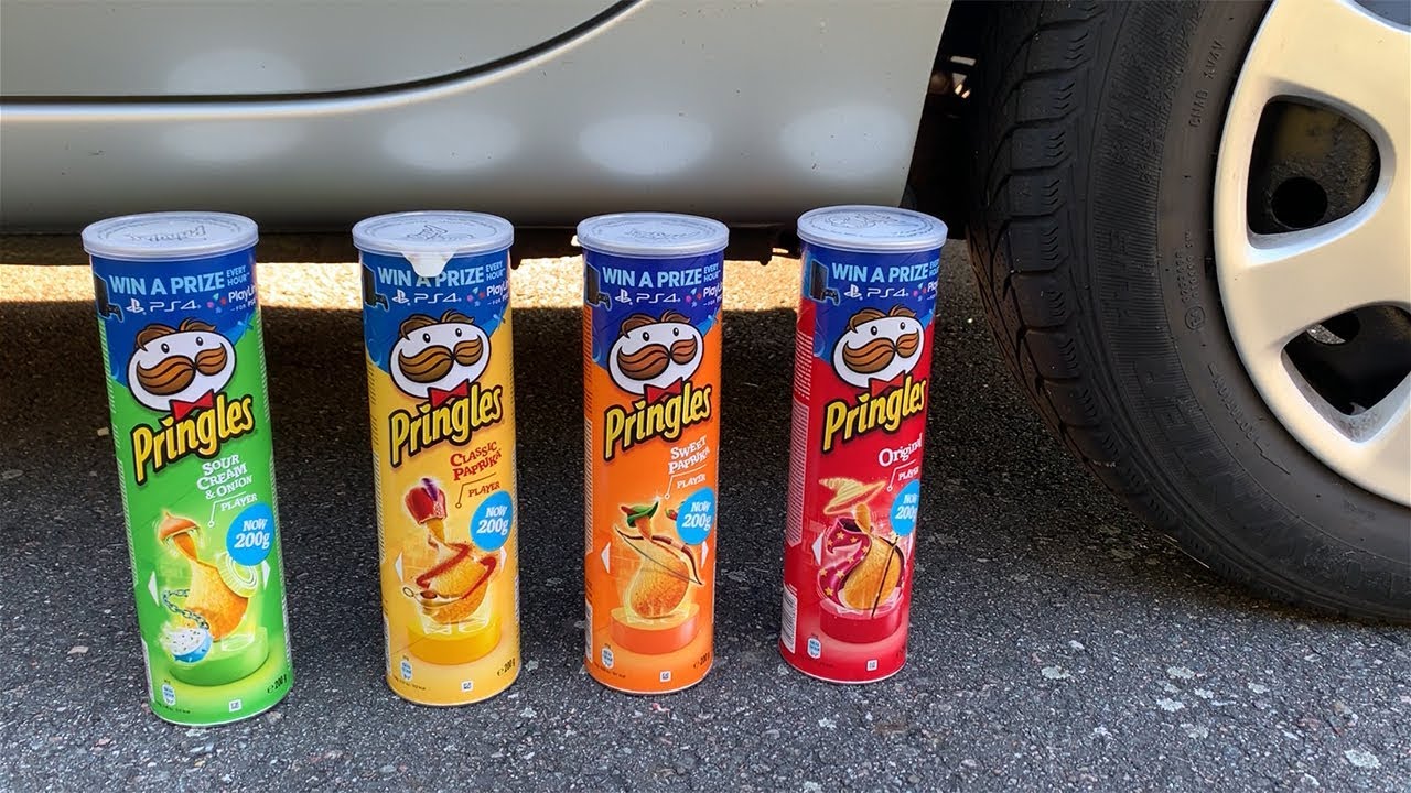 EXPERIMENT: PRINGLES VS CAR - Crushing Crunchy & Soft Things by Car!