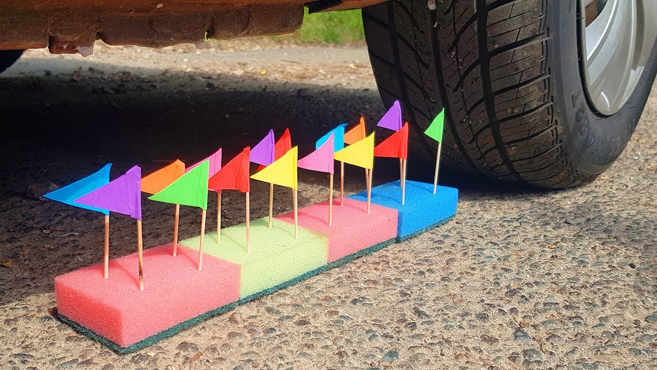 Crushing Crunchy & Soft Things by Car! EXPERIMENT: HOME ITEMS in Balloons