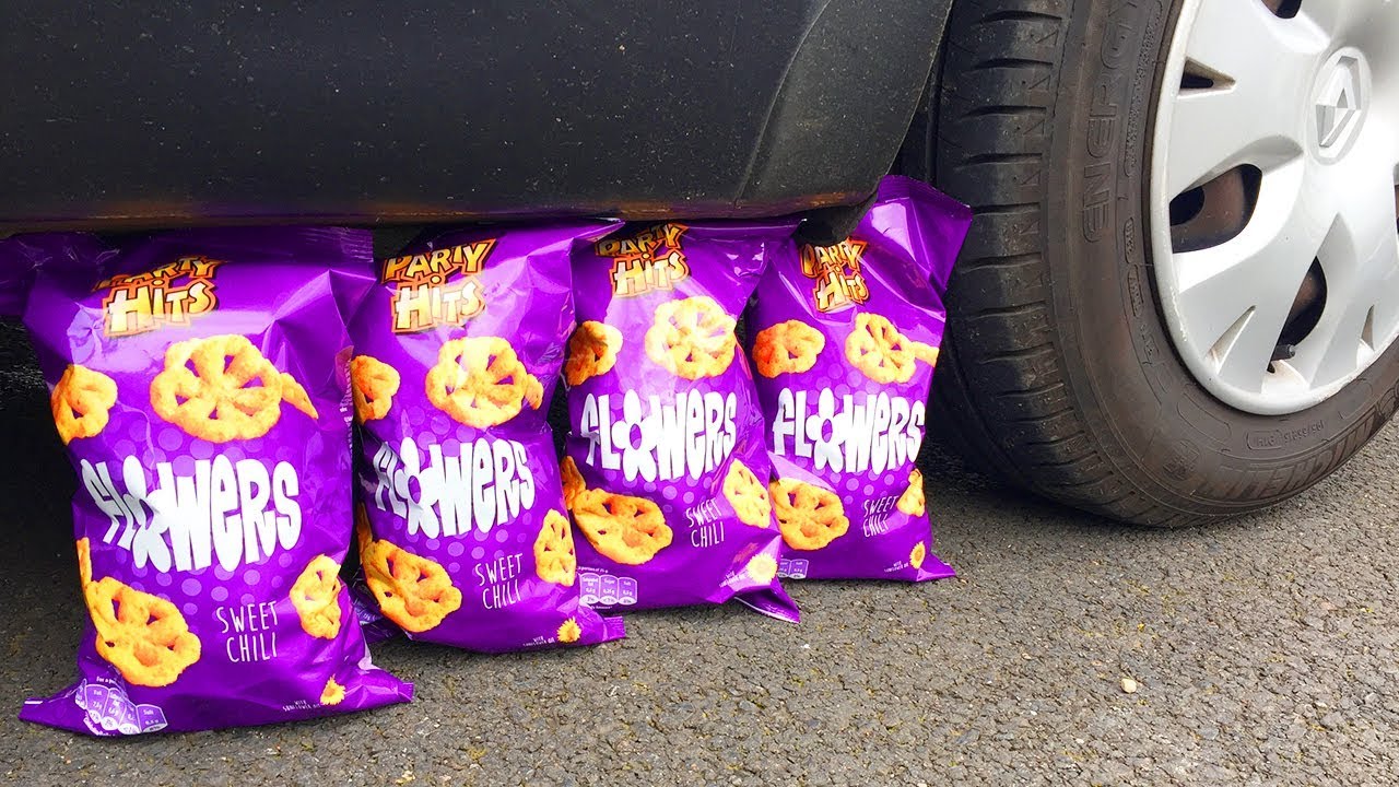Crushing Crunchy & Soft Things by Car! EXPERIMENT: Car vs Purples Chips