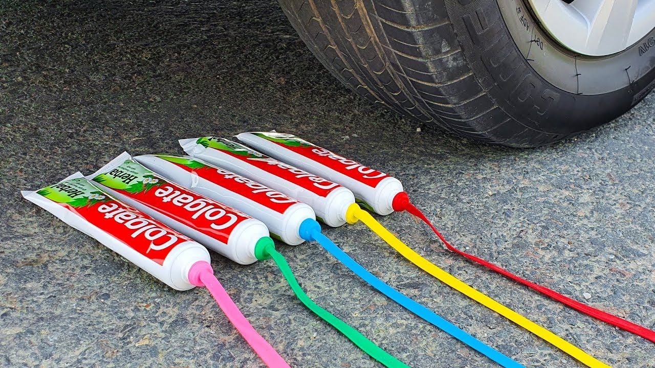 Crushing Crunchy & Soft Things by Car! EXPERIMENT: Car vs Toothpaste ...