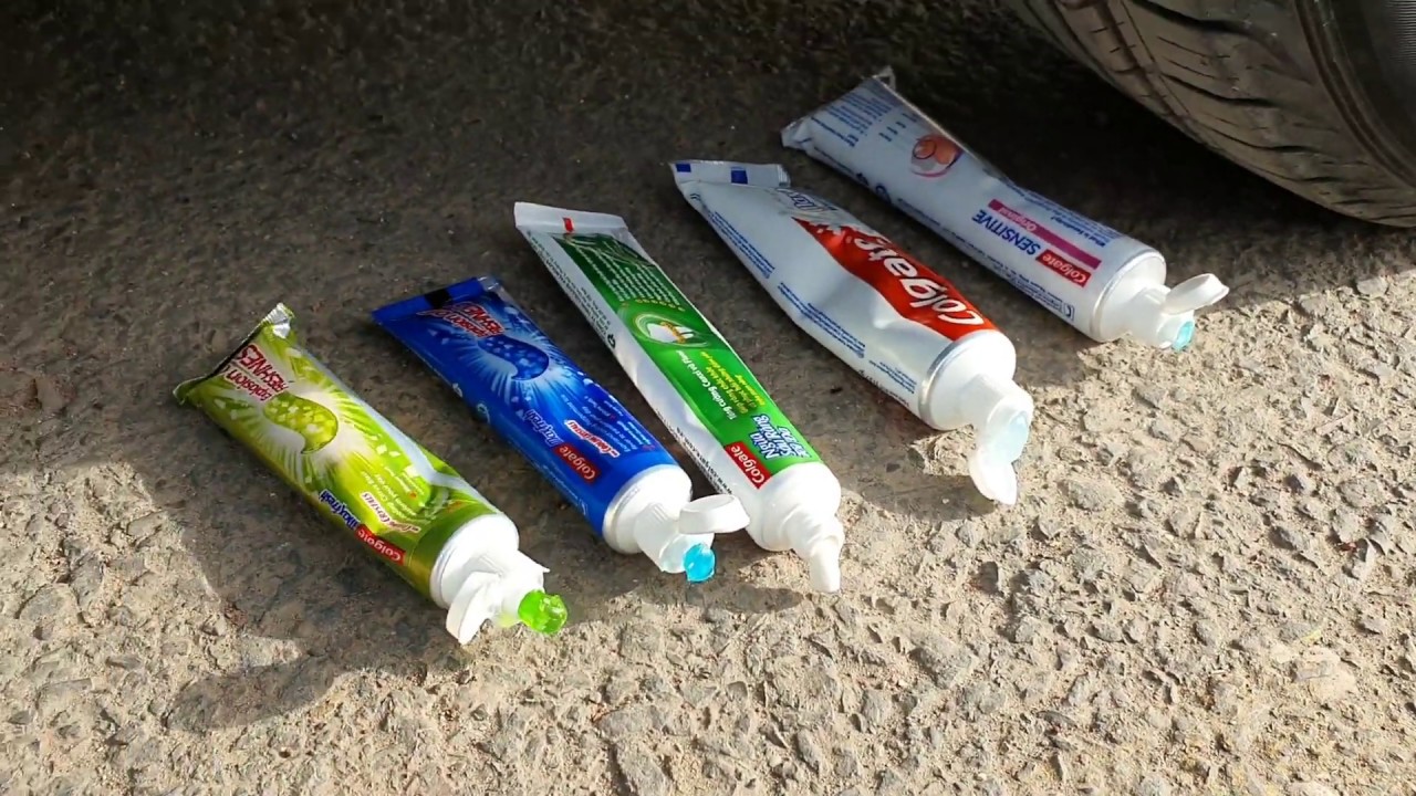 Experiment: Car vs Rainbow Toothpaste