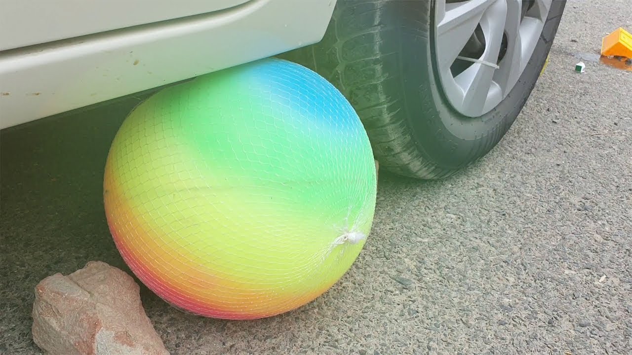 RAINBOW BALL VS CAR CRUSHING EXPERIMENT