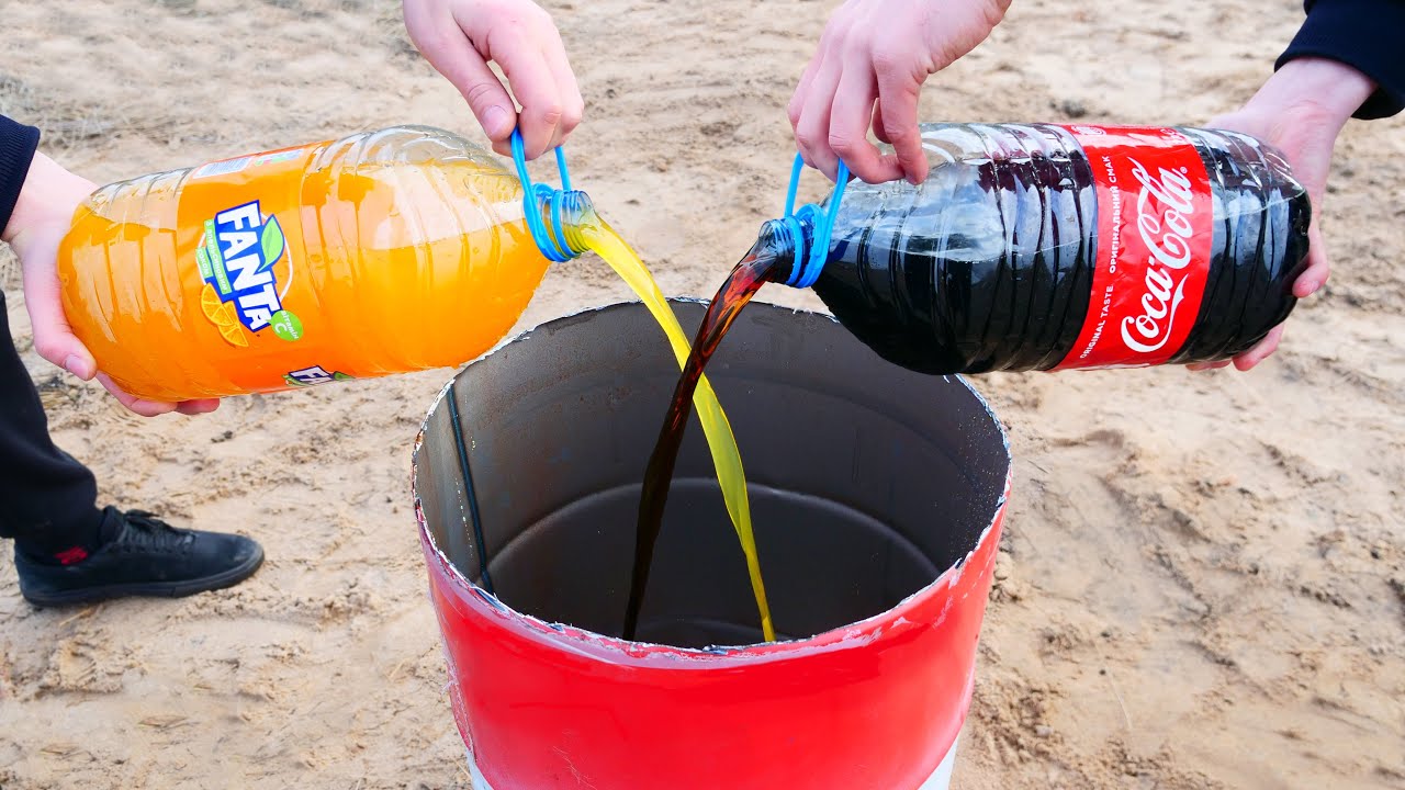 WOW! Huge Volcano Eruption from Big Cola and Fanta plus Mentos