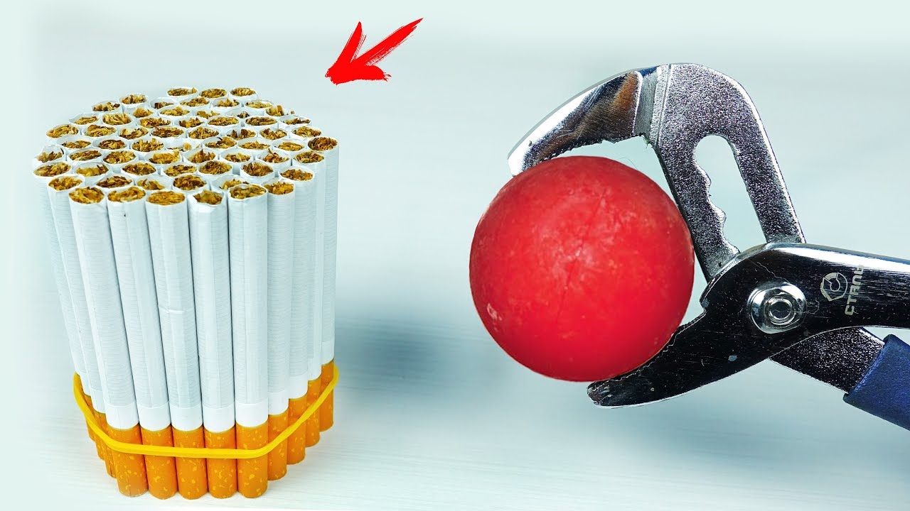 EXPERIMENT: Glowing 1000 degree METAL BALL vs CIGARETTES