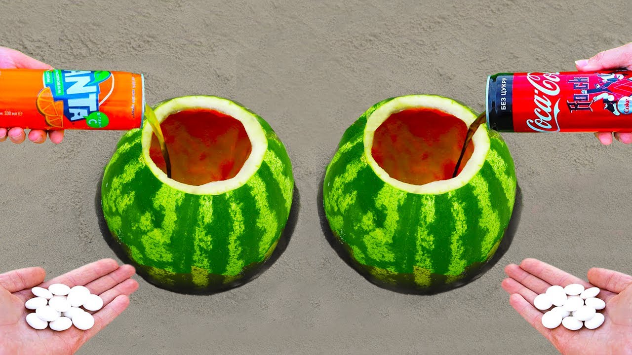 Fanta vs Coca Cola in Watermelon!