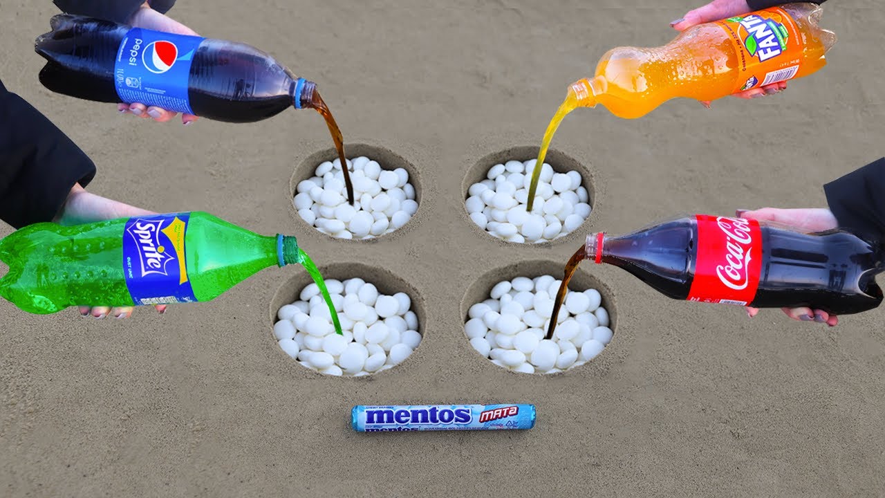 Coca Cola, Fanta, Sprite and Pepsi vs Mentos