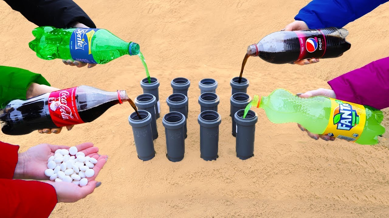 Volcano from Coca Cola, Pepsi, Sprite, Fanta and Mentos