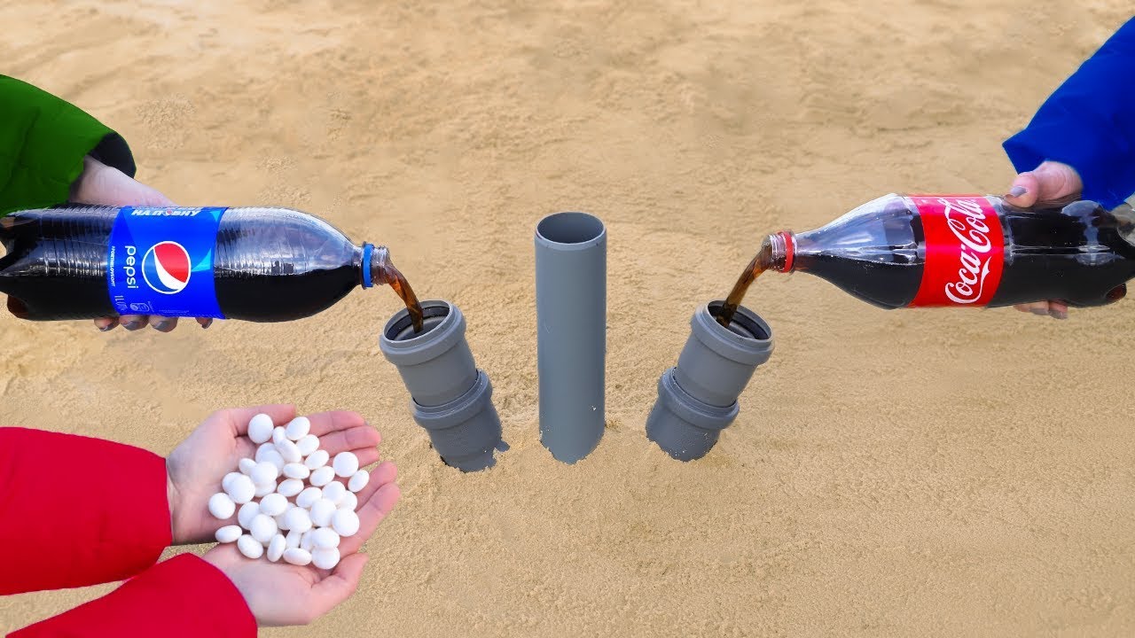 Volcano from Coca Cola, Pepsi and Mentos!