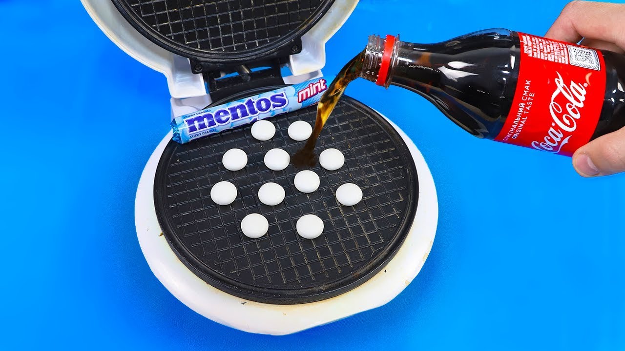 WAFFLE MAKER VS MENTOS AND COCA COLA
