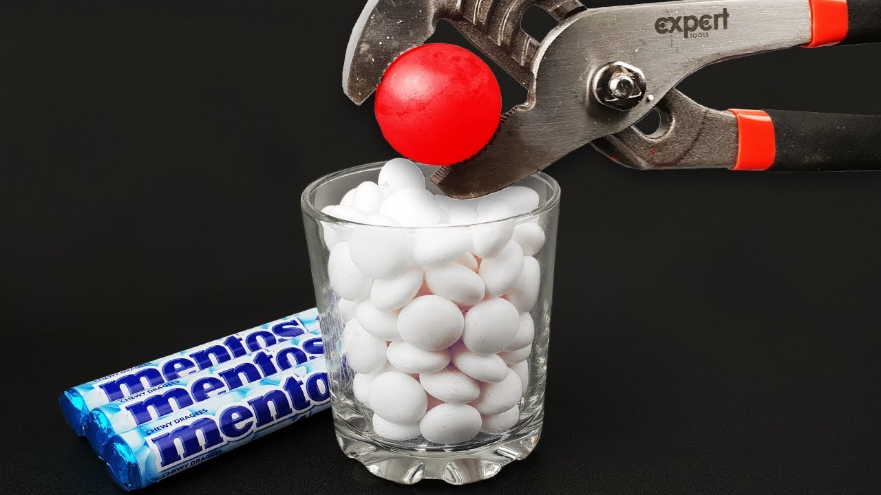 Glowing 1000 degree Metal Ball VS Mentos
