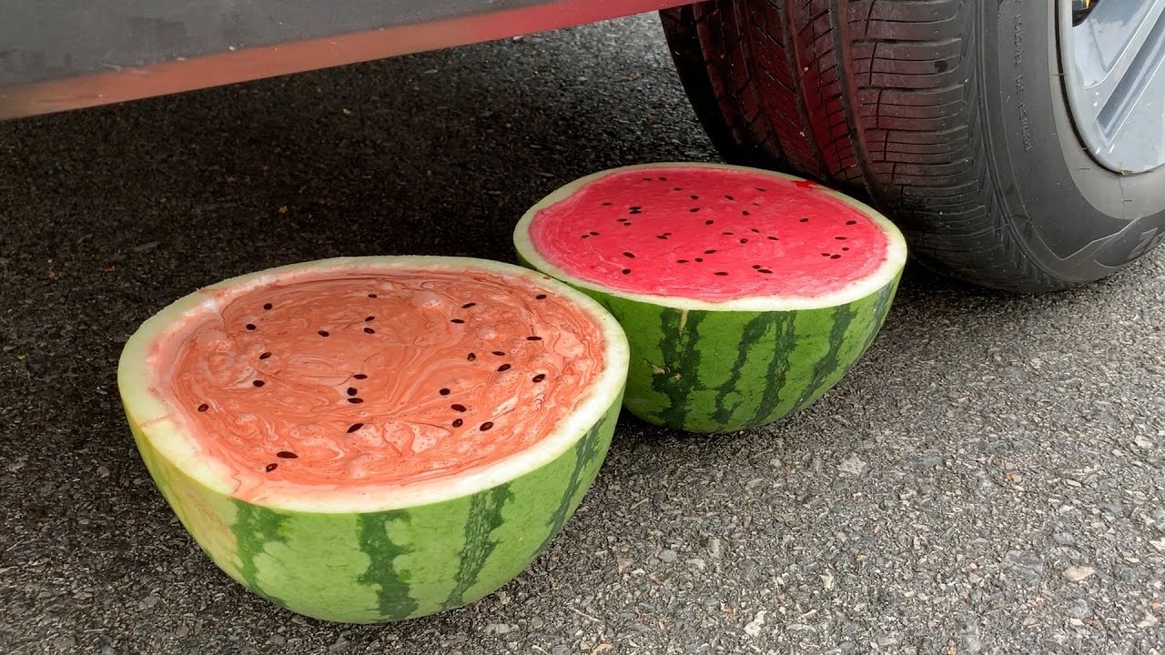 Experiment Car vs Watermelon Slime Challenge | Crushing Crunchy & Soft ...