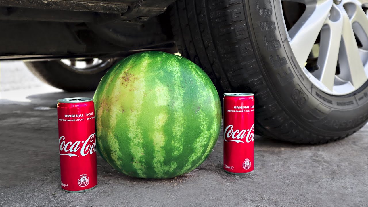 EXPERIMENT: Car vs Coca Cola + Mentos in Watermelon