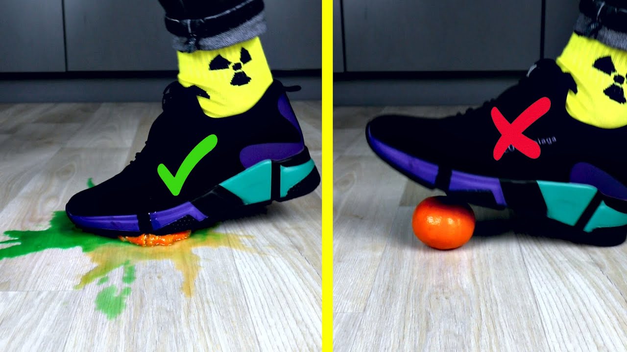 Crushing Crunchy & Soft Things by Shoes Experiment sneakers vs Fruits