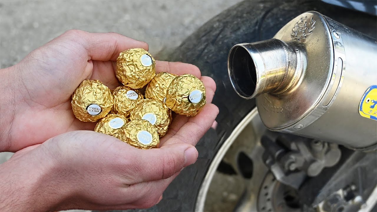 EXPERIMENT FERRERO ROCHER IN 100°C MOTORCYCLE EXHAUST