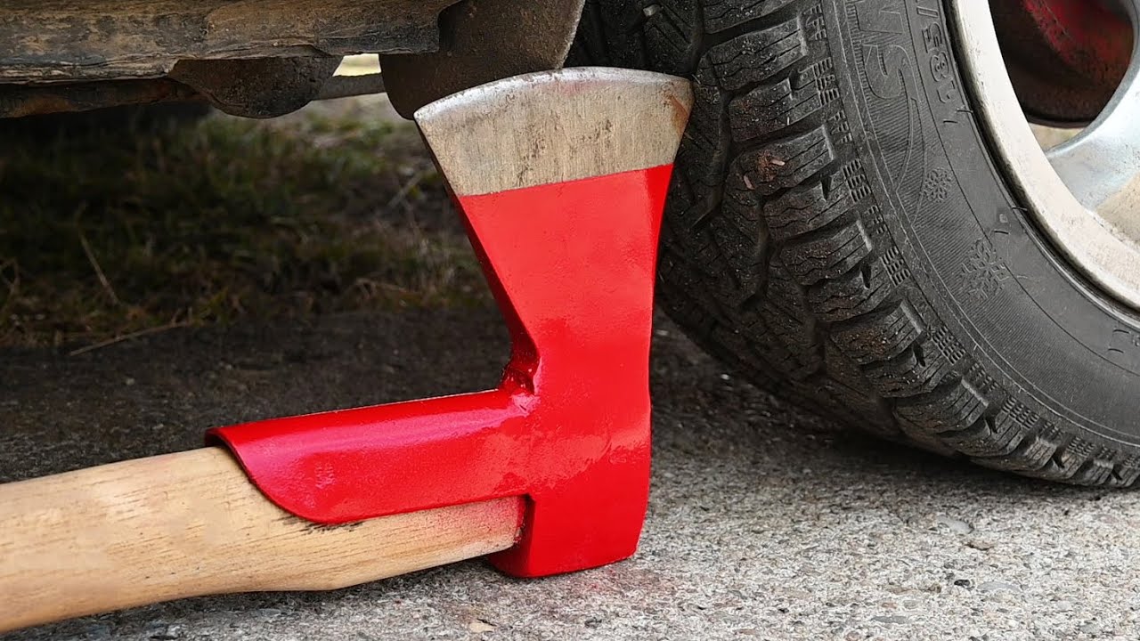 EXPERIMENT Car vs AXE Crushing Crunchy & Soft Things by Car!