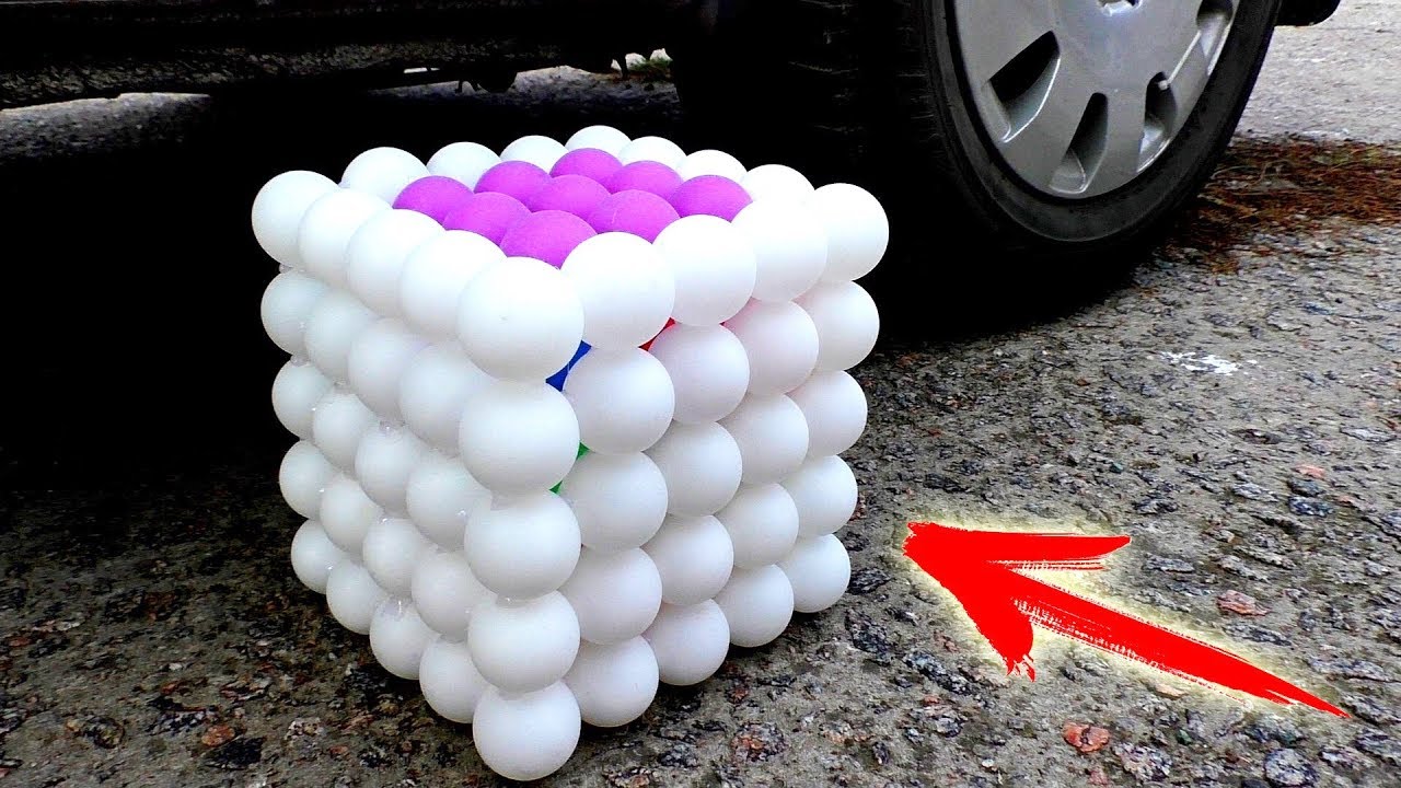 EXPERIMENT: CAR VS GIANT PING PONG CUBE