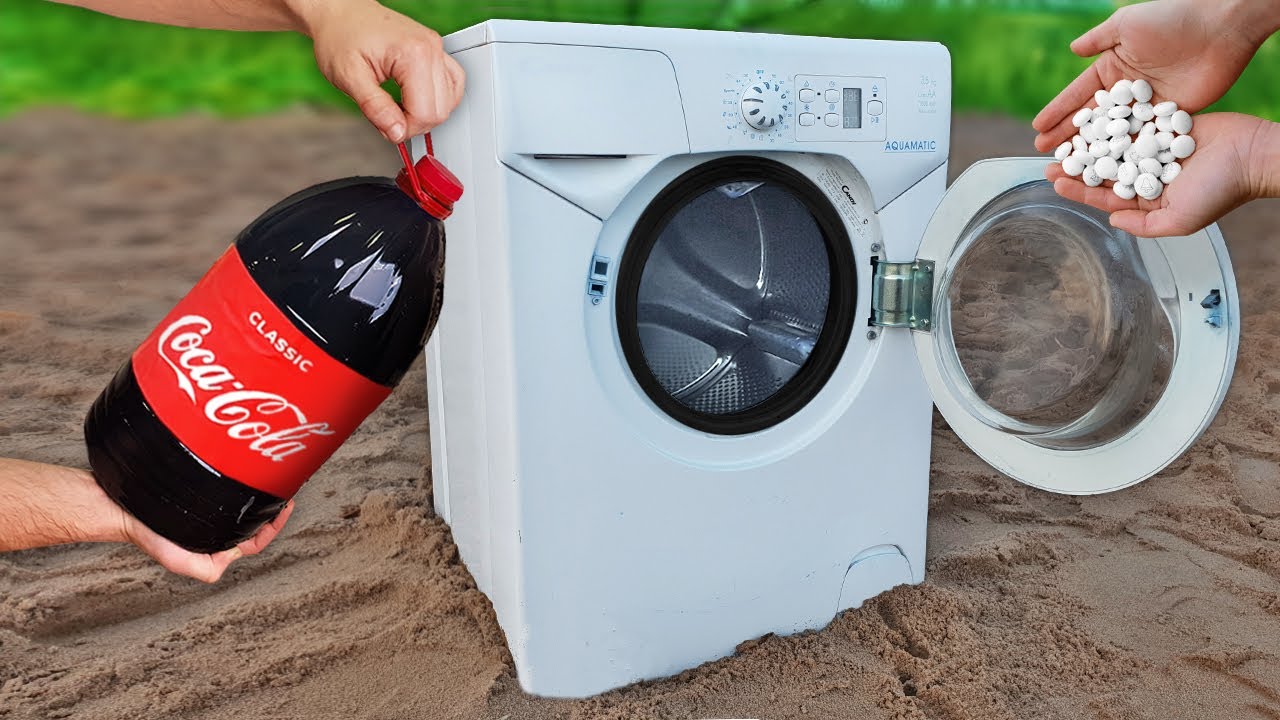 Experiment: Coca Cola and Mentos into Washer