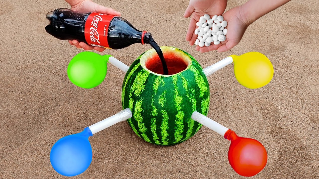 Coca Cola & Mentos Vs Watermelon with Balloons
