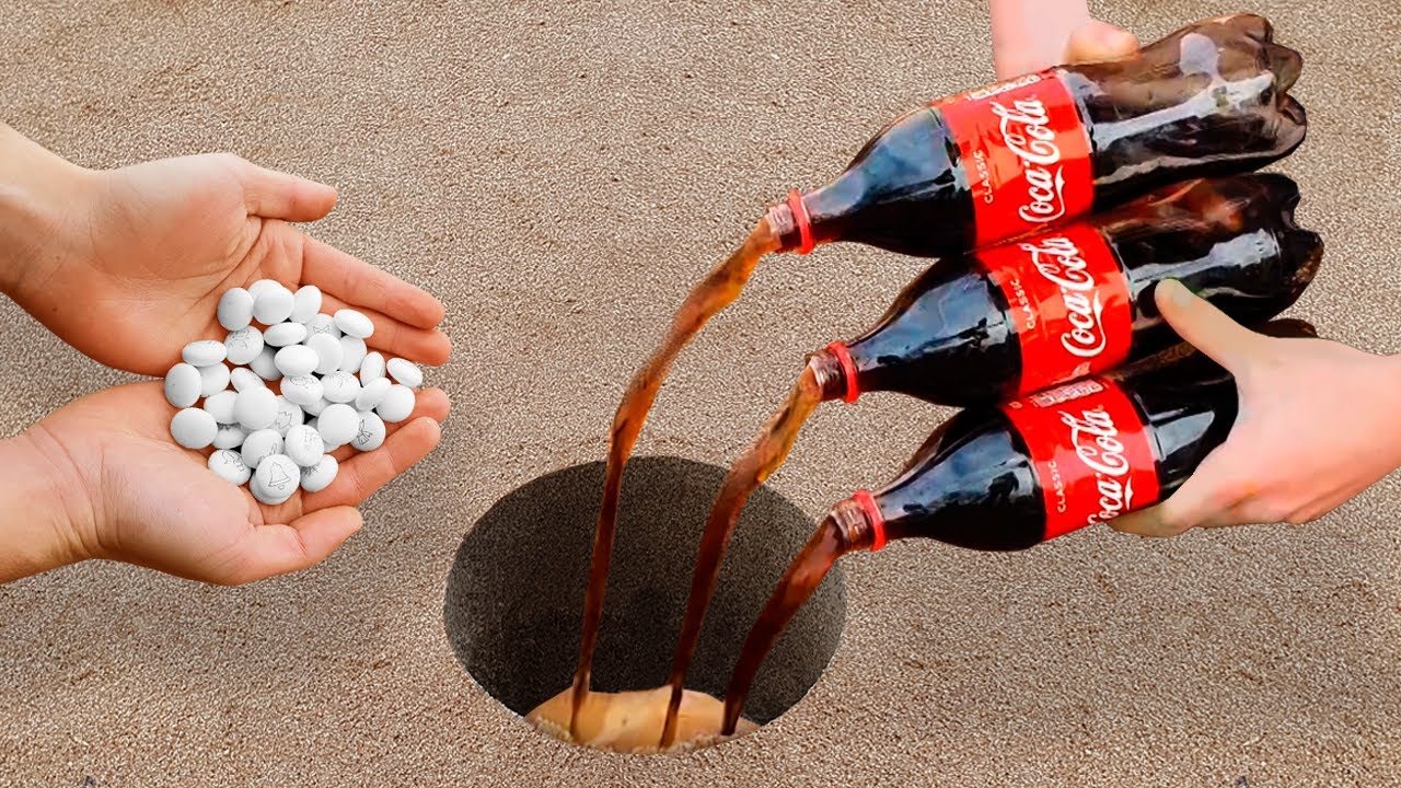 Experiment Coca Cola and Mentos Underground | 10 Experiments