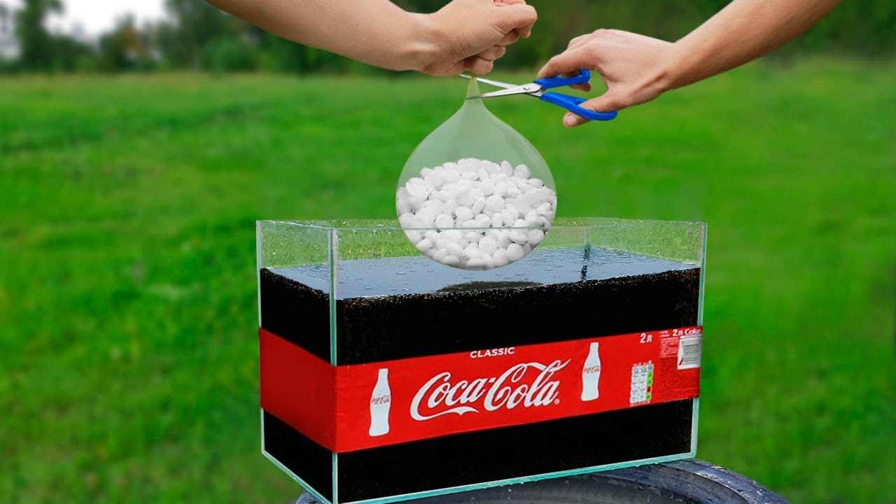 Experiment: Giant Mentos Balloon Put In Coca Cola