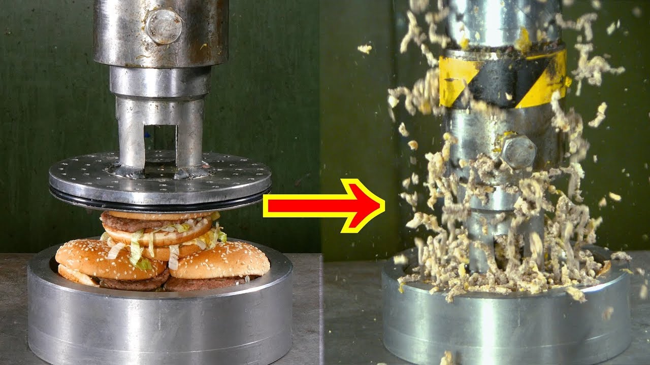 Crushing Hamburgers with Hydraulic Press | in 4K