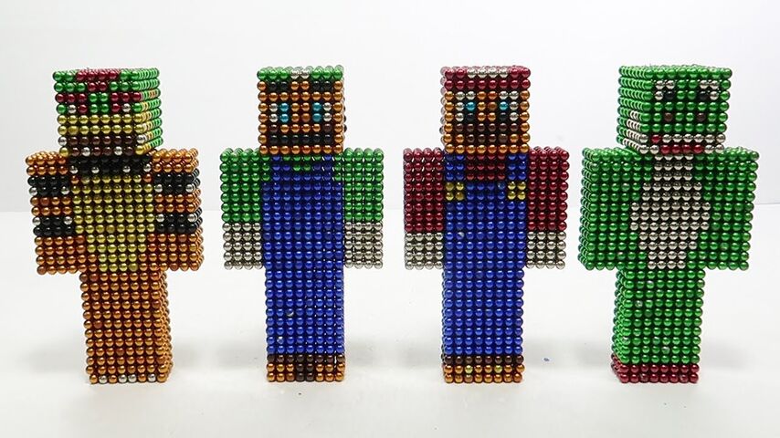Super Mario Bros. in Minecraft Vs Monter Magnets | Make Mario with ...