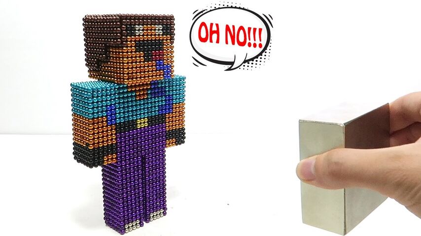 Minecraft NOOB Vs Monster Magnets | DIY NOOB with Magnetic Balls