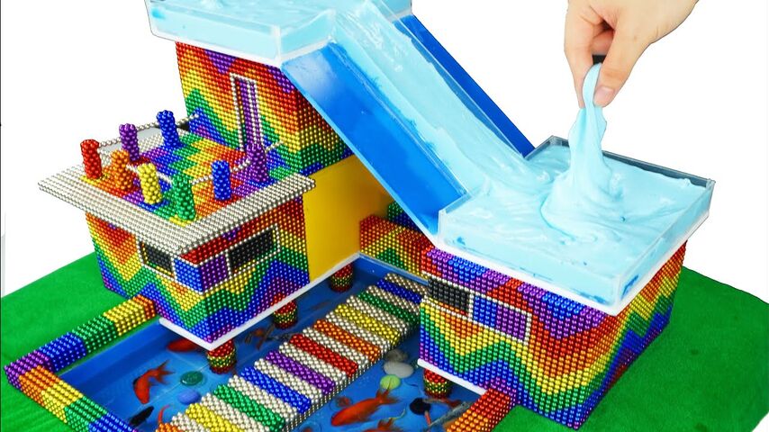 DIY - Build Slime Villa House Has Fish Pond Fom Magnetic Balls ...