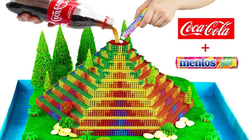DIY Experiment| Build Volcano experiment Coca Cola vs Mentos With ...