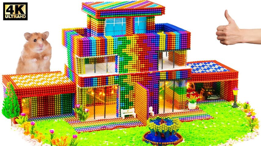DIY - Build Cute Hamster Mansion House Has Fountain From Magnetic Balls ...