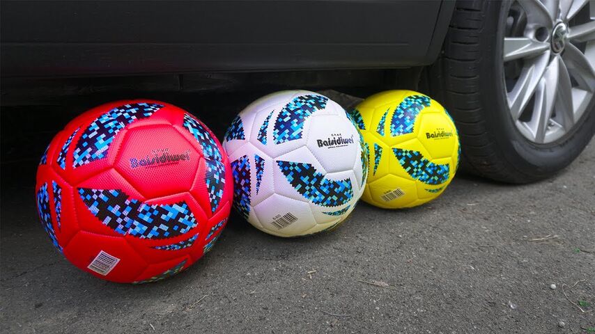 EXPERIMENT: CAR VS SOCCER BALL | Crushing Crunchy & Soft Things by Car