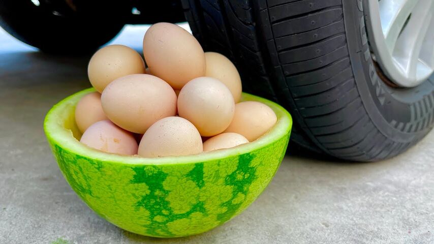 Experiment Car vs Watermelon Eggs | Crushing Crunchy & Soft Things by Car